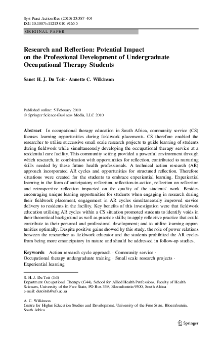 (PDF) Research and Reflection: Potential Impact on the Professional ...