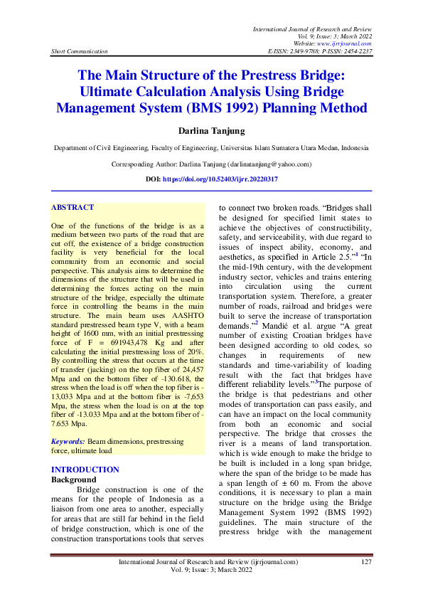 (PDF) The Main Structure of the Prestress Bridge: Ultimate Calculation Analysis Using Bridge ...