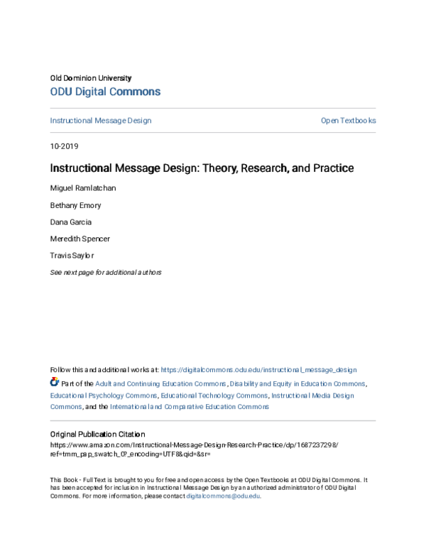 (PDF) Instructional Message Design: Theory, Research, and Practice