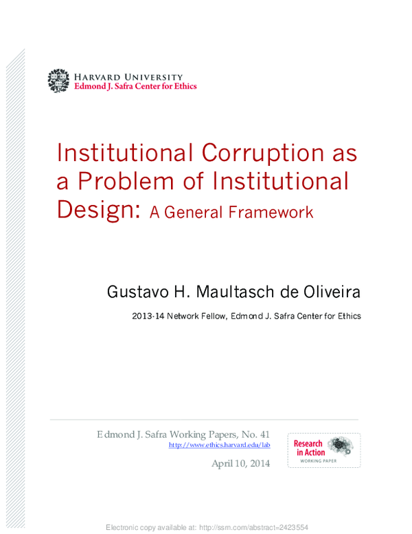 (PDF) Institutional Corruption as a Problem of Institutional Design: A ...