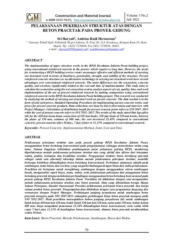 (PDF) Pelaksanaan Pekerjaan Struktur Atas Dengan Beton Pracetak Pada ...