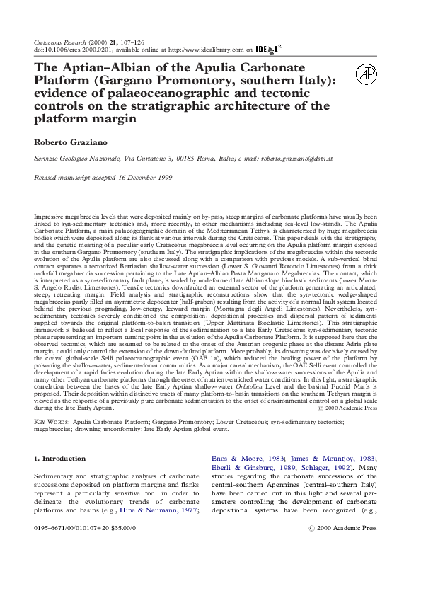 (PDF) The Aptian–Albian of the Apulia Carbonate Platform (Gargano ...