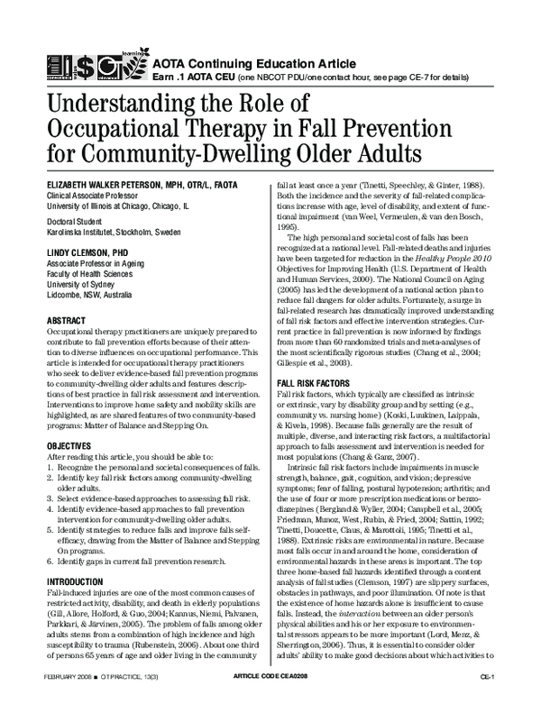 (PDF) Understanding the Role of Occupational Therapy in Fall Prevention ...