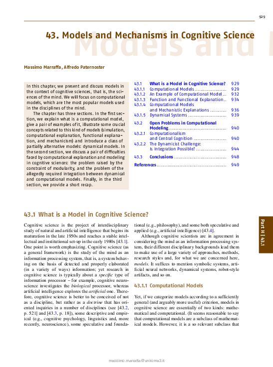 (PDF) Models and Mechanisms in Cognitive Science