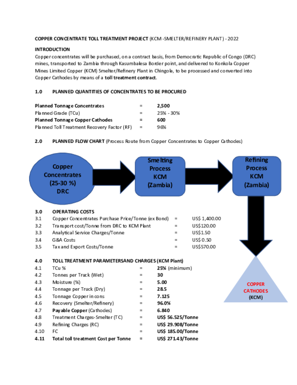(DOC) COPPER CONCENTRATE TOLL TREATMENT PROJECT.Revised