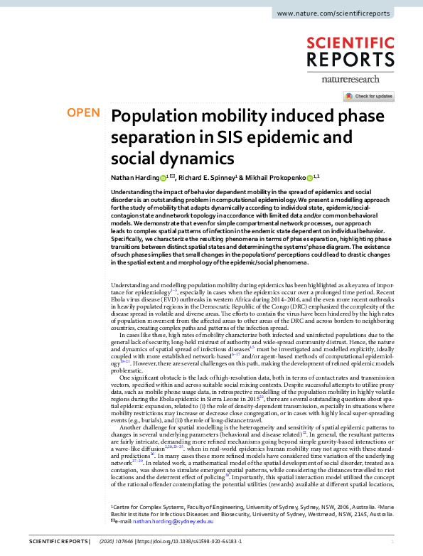 (PDF) Population mobility induced phase separation in SIS epidemic and ...