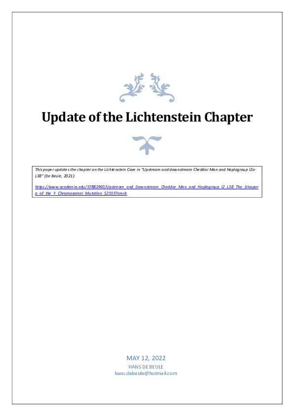 (PDF) Update of the Chapter on the Lichtenstein Cave