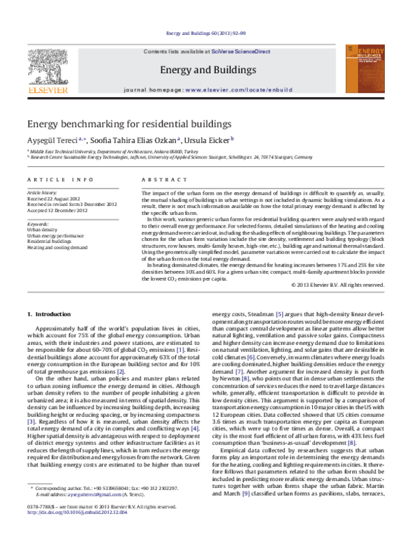 (PDF) Energy benchmarking for residential buildings