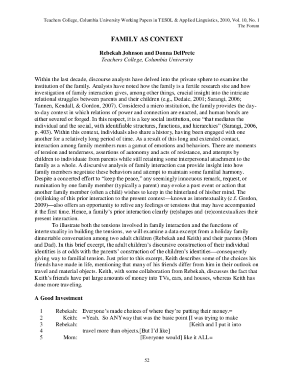 (PDF) Family as Context