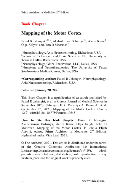 (PDF) Mapping of the Motor Cortex