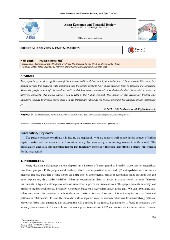 (PDF) Predictive Analytics in Capital Markets