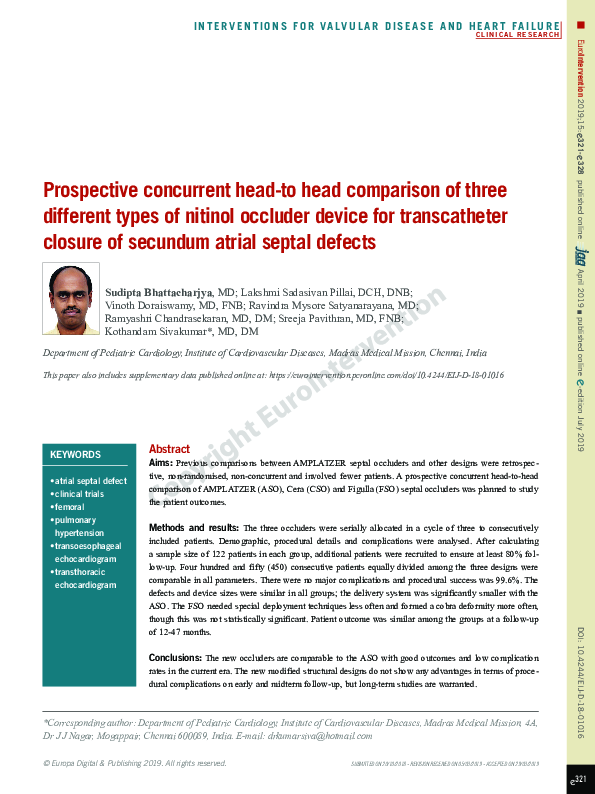 (PDF) Prospective concurrent head-to head comparison of three different ...