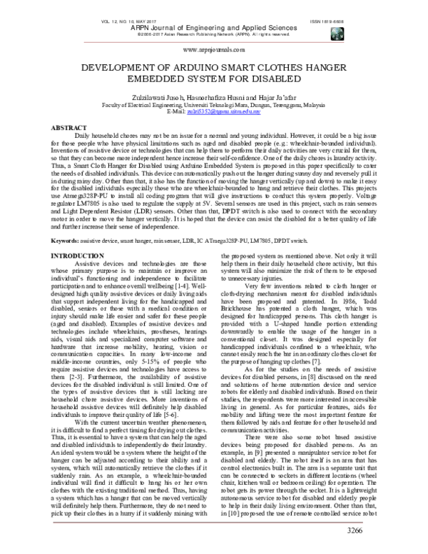 (PDF) Development of Arduino Smart Clothes Hanger Embedded System for ...