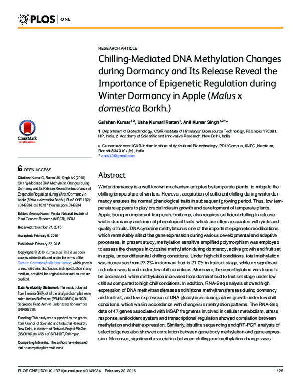 (PDF) Chilling-Mediated DNA Methylation Changes during Dormancy and Its ...