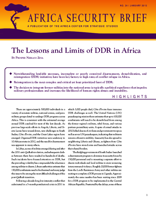 (PDF) The Lessons and Limits of DDR in Africa