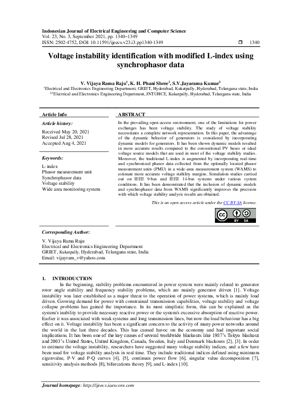 (PDF) Voltage instability identification with modified L-index using ...