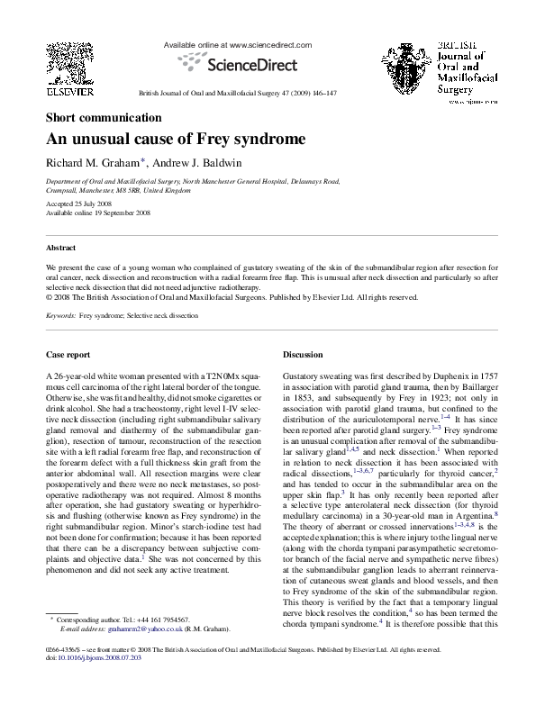 (PDF) An unusual cause of Frey syndrome
