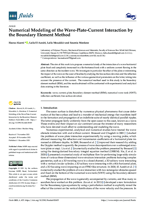 (PDF) Numerical Modeling of the Wave-Plate-Current Interaction by the ...