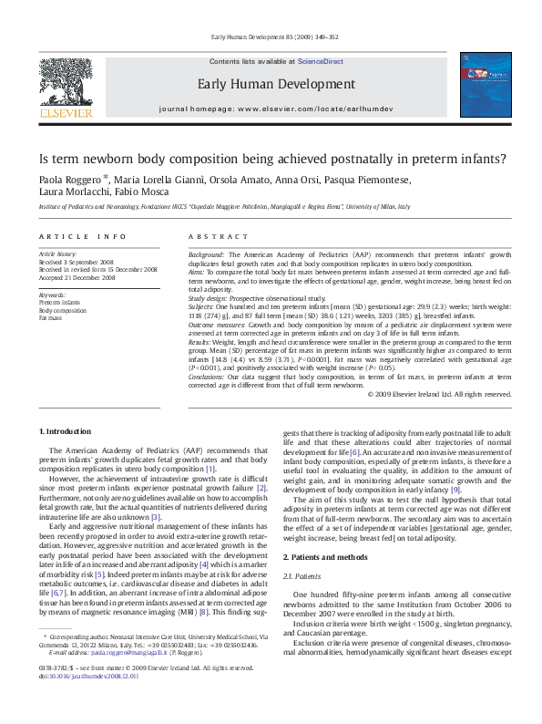 (PDF) Is term newborn body composition being achieved postnatally in ...