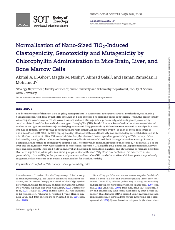 (PDF) Normalization of Nano-Sized TiO2-Induced Clastogenicity ...