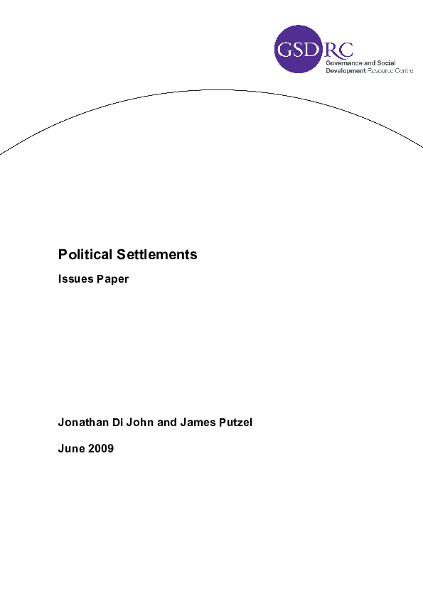 (PDF) Political settlements: Issues paper