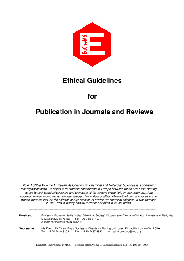 (PDF) Ethical guidelines for publication in journals and reviews