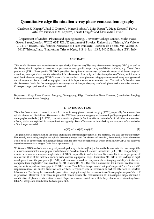 (PDF) Quantitative edge illumination x-ray phase contrast tomography