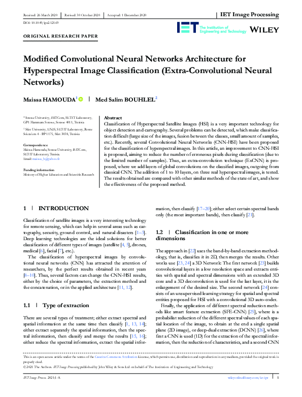(PDF) Modified Convolutional Neural Networks Architecture for Hyperspectral Image Classification ...