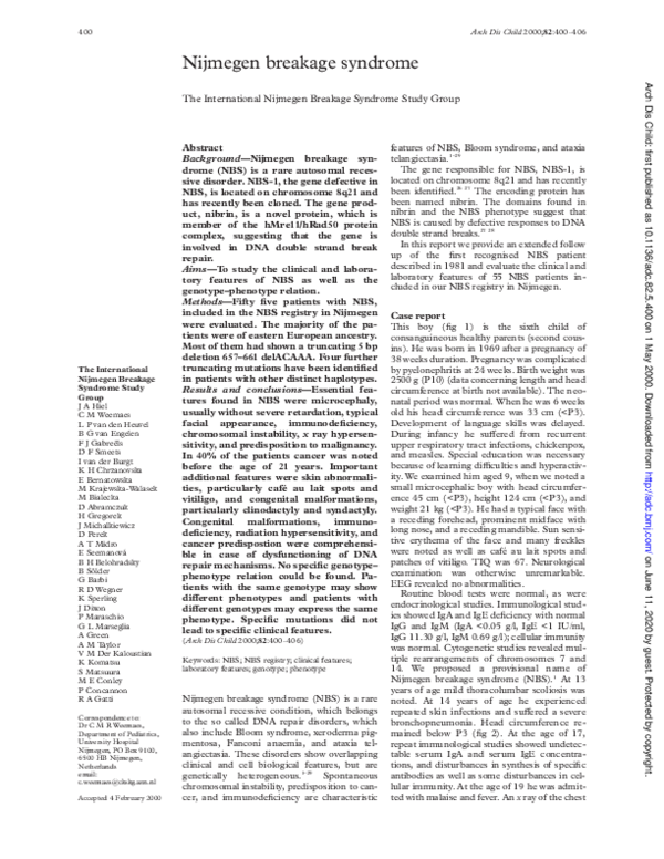 (PDF) Nijmegen breakage syndrome