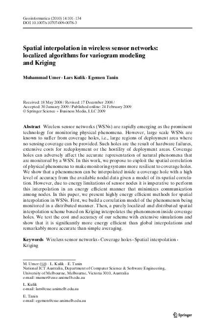 Pdf Spatial Interpolation In Wireless Sensor Networks Localized Algorithms For Variogram 0082