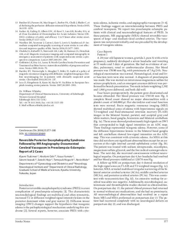 (PDF) Reversible Posterior Encephalopathy Syndrome Followed by MR ...
