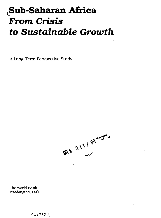 (PDF) Sub-Saharan Africa: From Crisis to Sustainable Growth