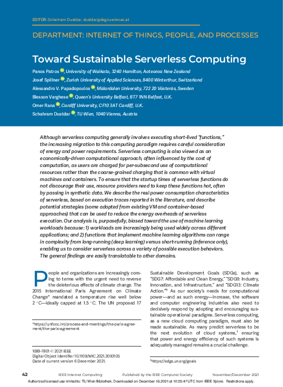 Pdf Toward Sustainable Serverless Computing