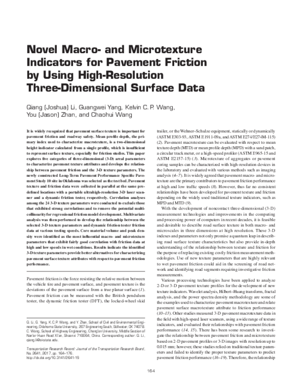 (PDF) Novel Macro- and Microtexture Indicators for Pavement Friction by Using High-Resolution ...