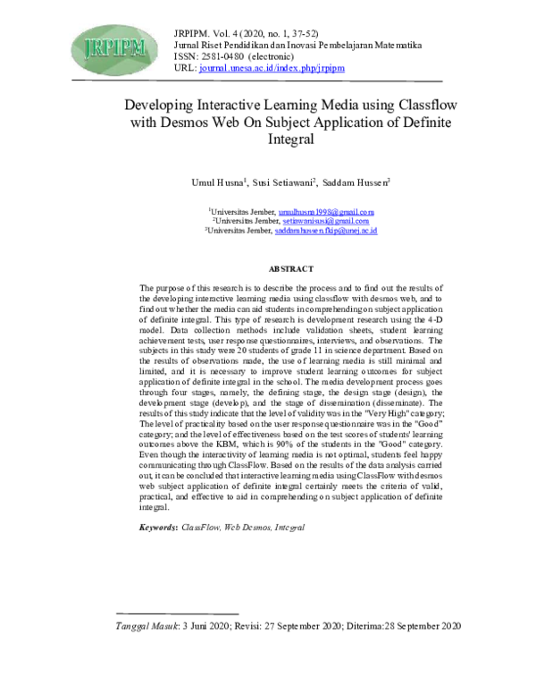 (PDF) Developing Interactive Learning Media using Classflow with Desmos Web On Subject ...