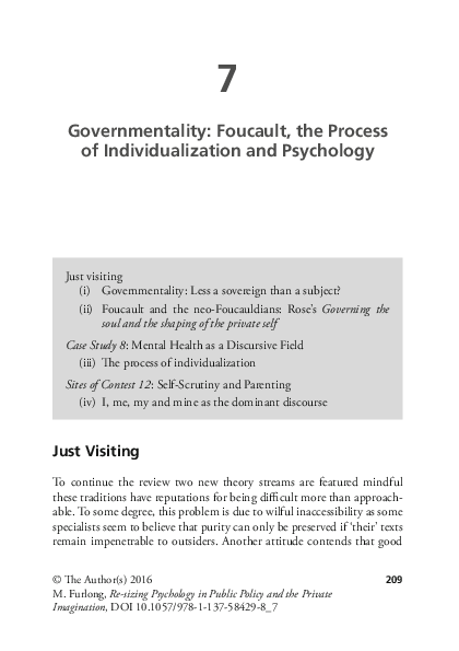 (PDF) Governmentality: Foucault, the Process of Individualization and ...