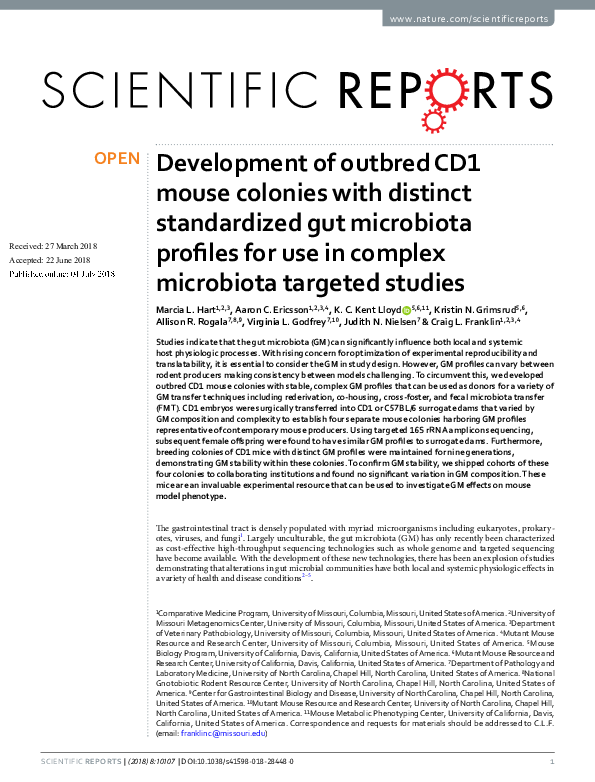 (PDF) Development of outbred CD1 mouse colonies with distinct ...