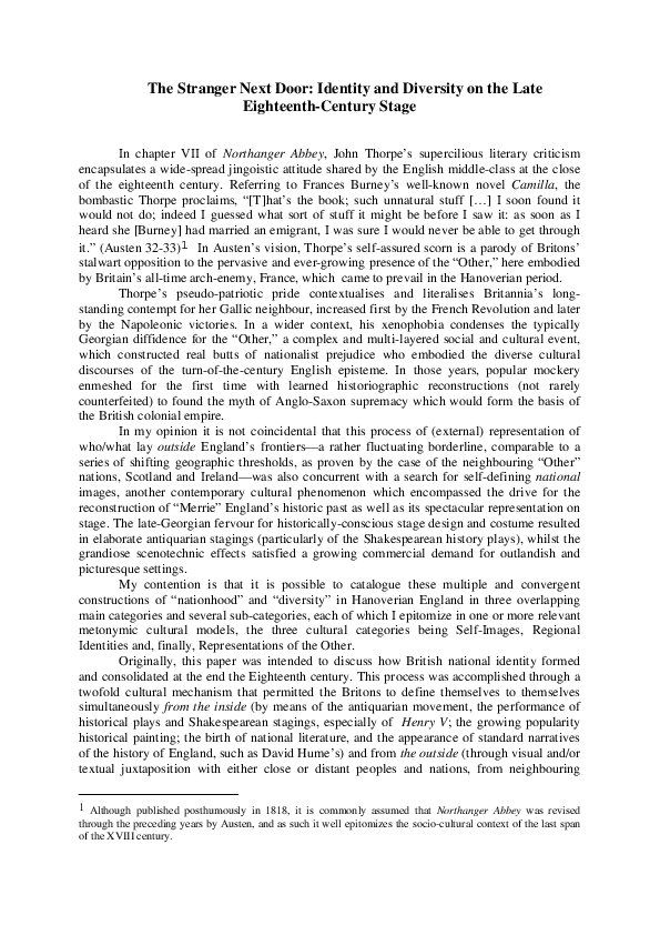 (PDF) The Stranger Next Door: Identity and Diversity on the Late ...