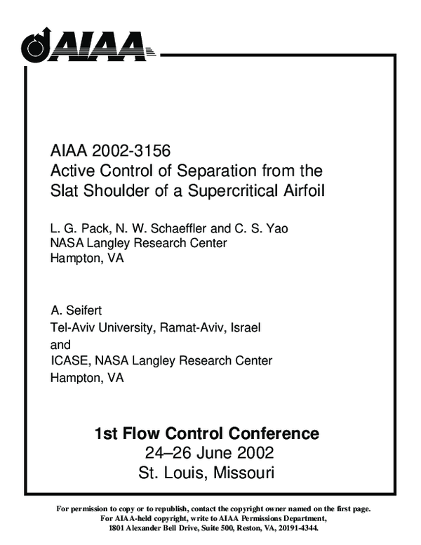 (PDF) Active Control of Flow Separation from the Slat Shoulder of a ...