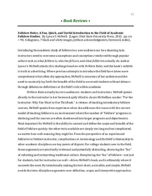 (PDF) Folklore Rules: A Fun, Quick, and Useful Introduction to the ...