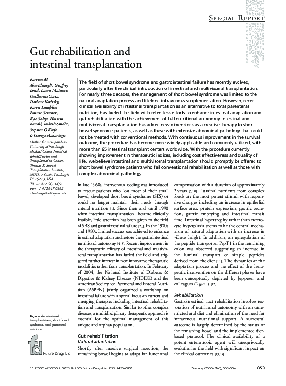 (PDF) Gut rehabilitation and intestinal transplantation | Laura ...