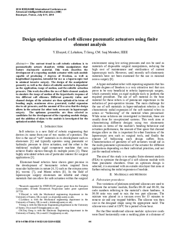 (PDF) Design optimisation of soft silicone pneumatic actuators using finite element analysis