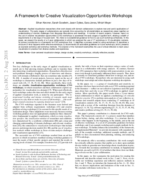 (PDF) A Framework for Creative Visualization-Opportunities Workshops