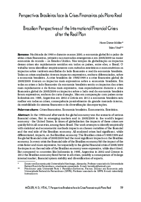 (PDF) Perspectivas Brasileiras Face Às Crises Financeiras Pós-Plano Real