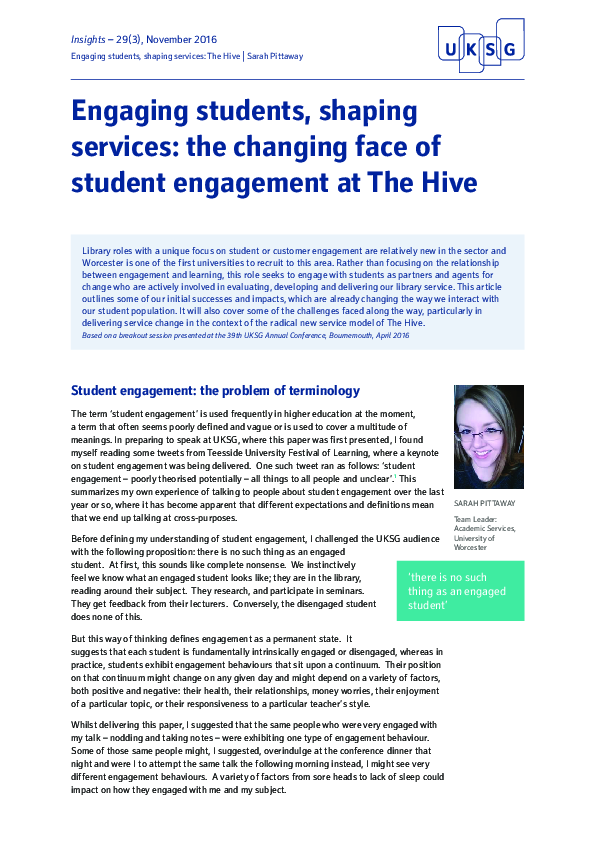 (PDF) Engaging students, shaping services: the changing face of student ...