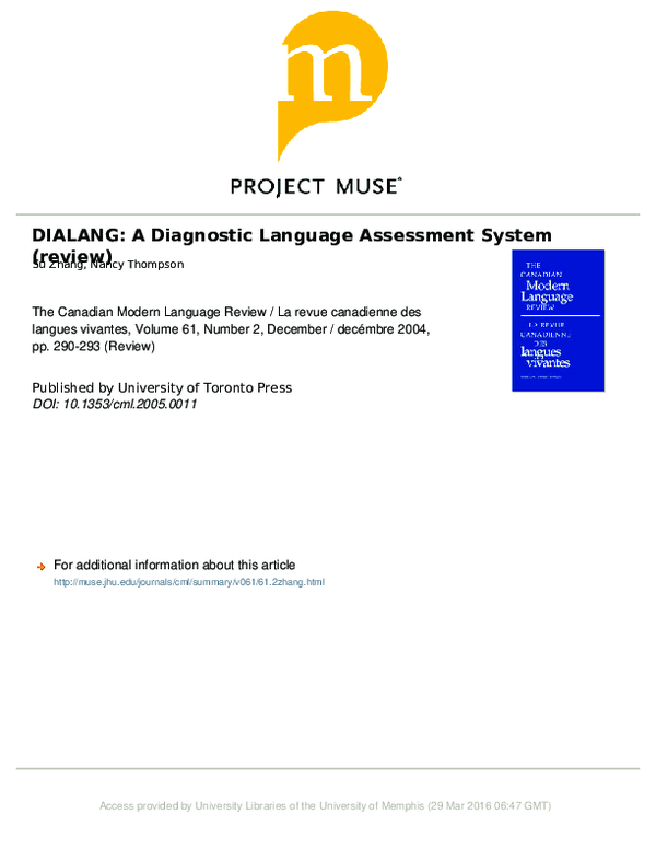 (PDF) DIALANG, A Diagnostic Language Assessment System for Adult Learners