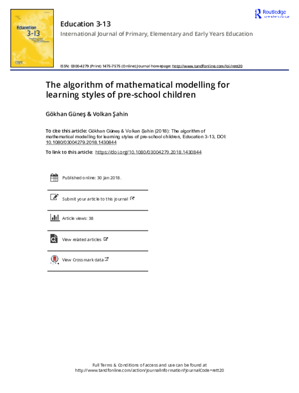 (PDF) The algorithm of mathematical modelling for learning styles of ...