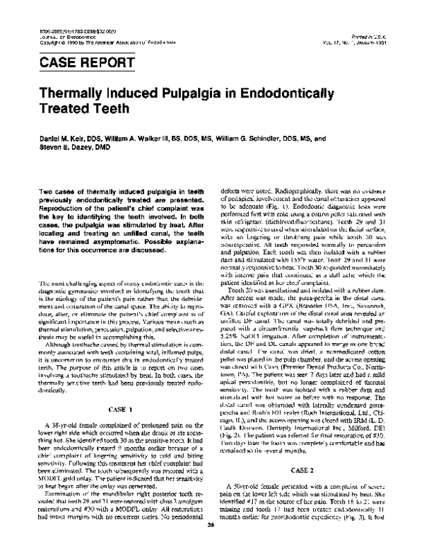 (PDF) Thermally induced pulpalgia in endodontically treated teeth