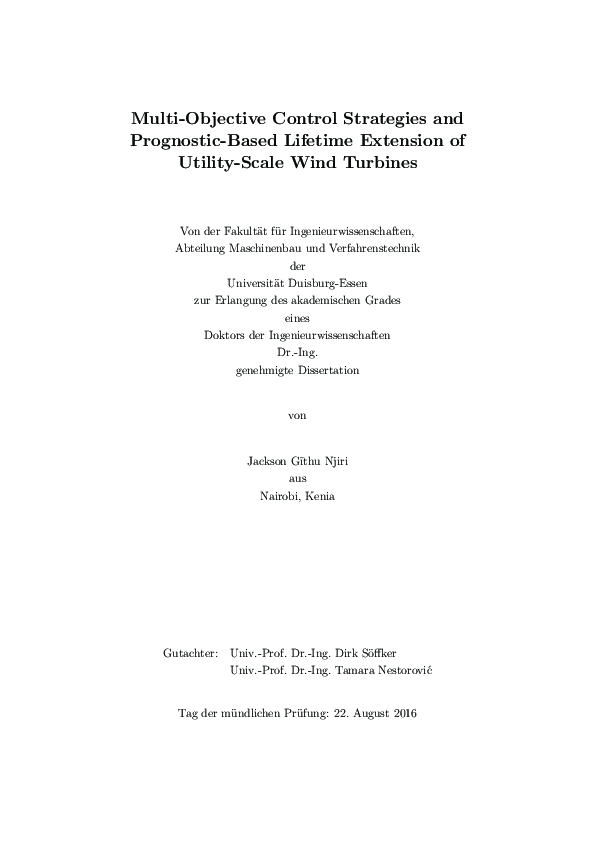 Pdf Prognostic Control For Wind Turbine Longevity
