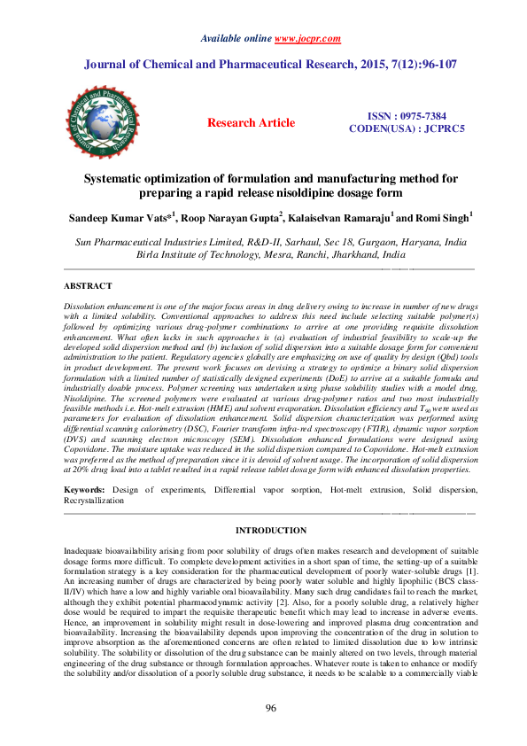 (PDF) Systematic optimization of formulation and manufacturing method ...
